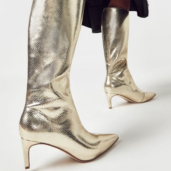 JustFab | Shoes | Nib Justfab Ally Tall Stiletto Boot Champagne ...